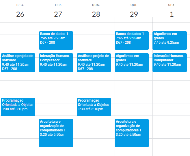 Conversor de horários UEM